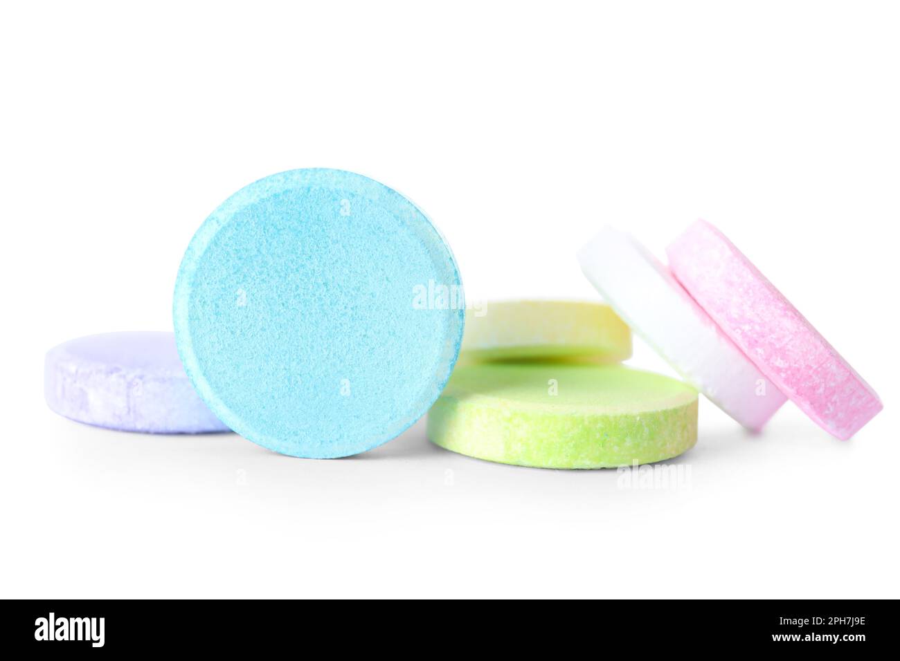 Colorful soluble tablets isolated on white background Stock Photo - Alamy