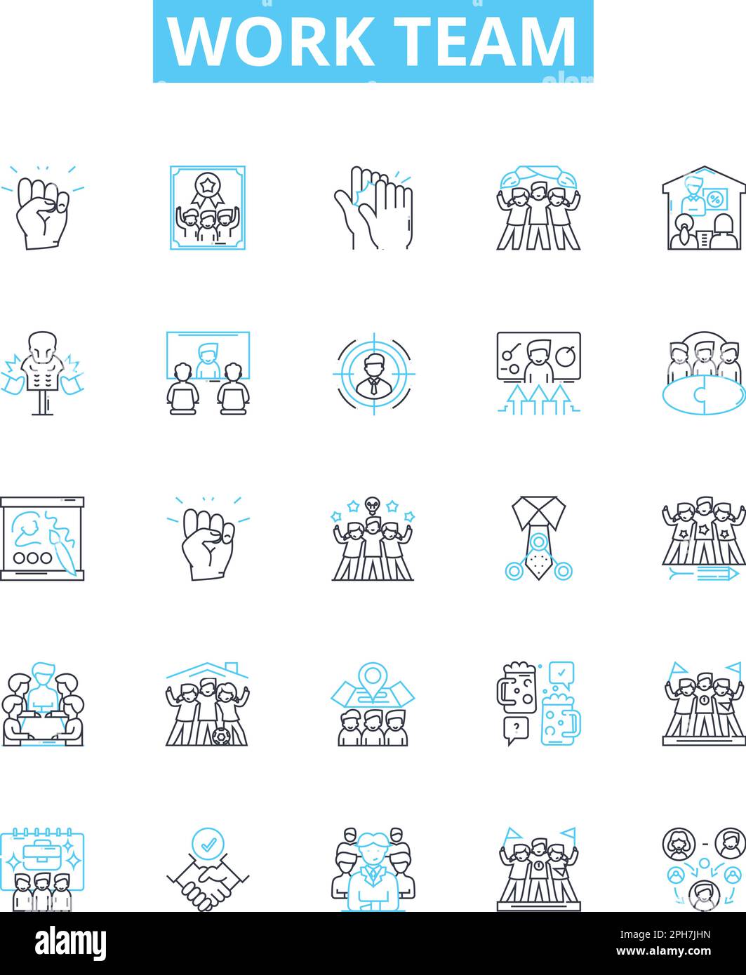 Work Team Vector Line Icons Set Teamwork Collaboration Cooperation