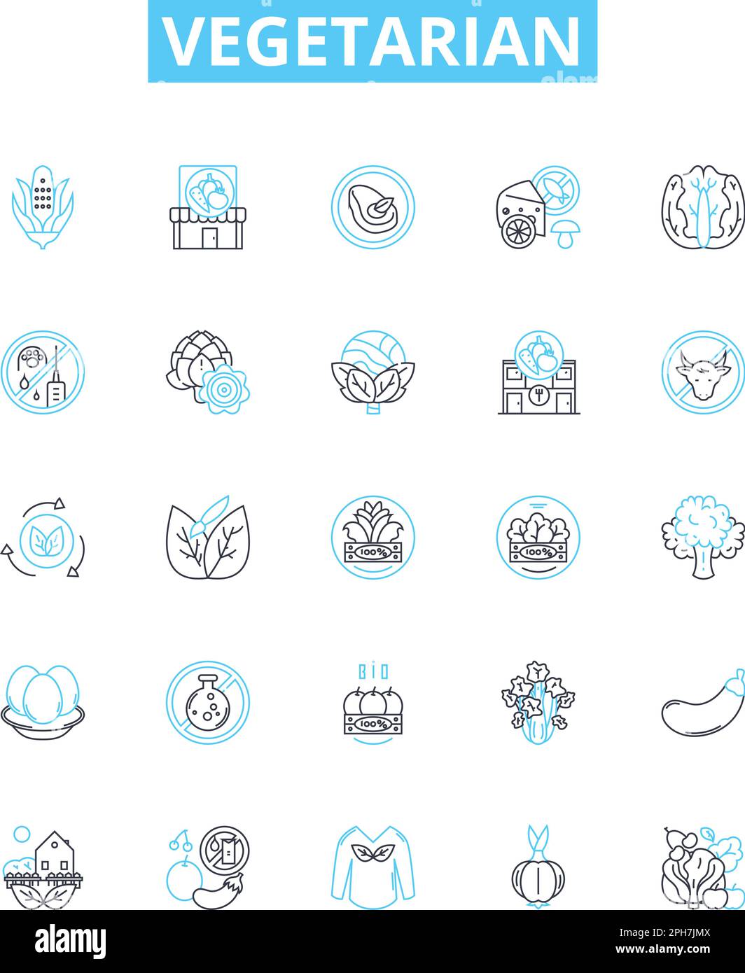 Vegetarian vector line icons set. Vegetarian, plant-based, green, plant ...