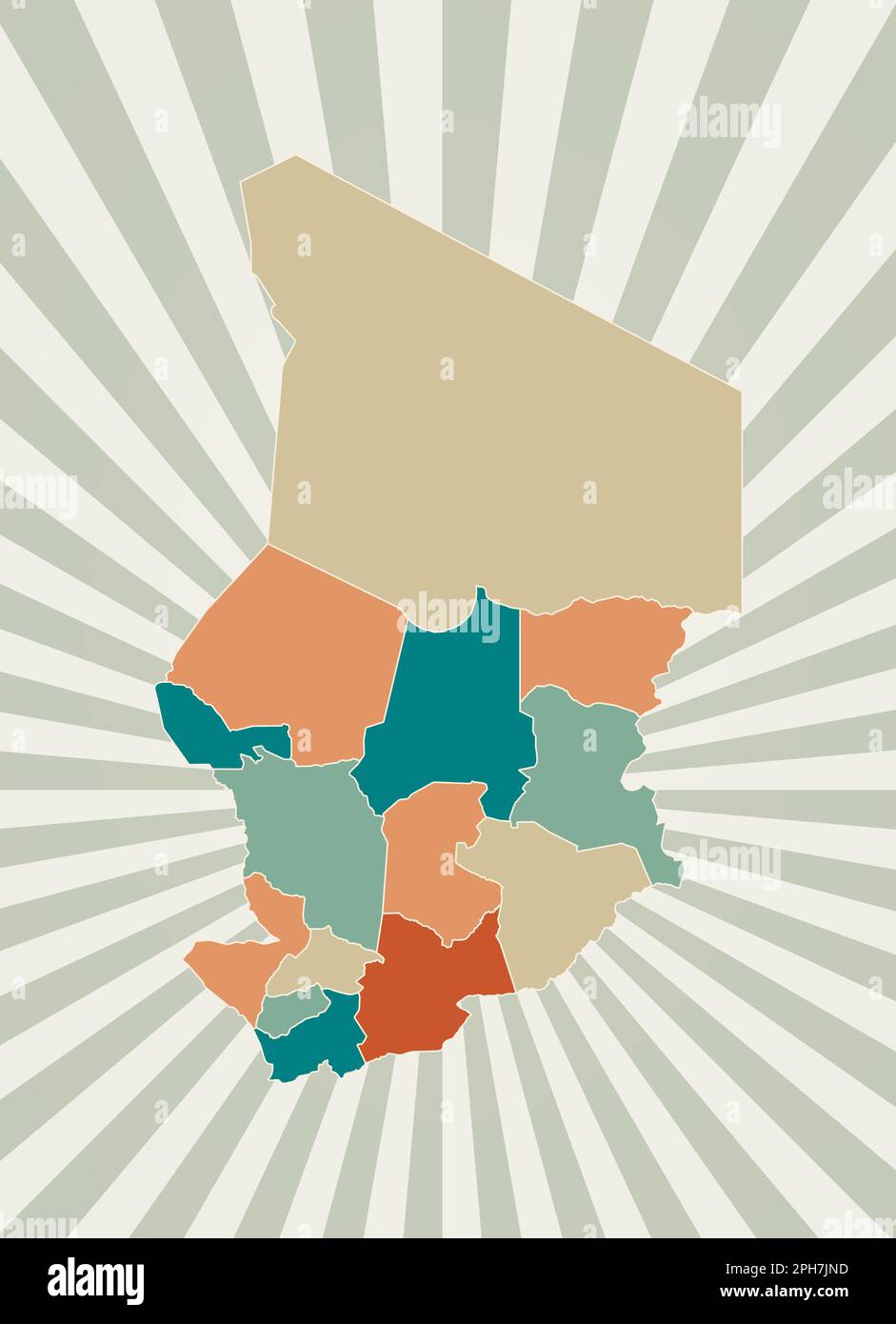 Chad map. Poster with map of the country in retro color palette. Shape ...