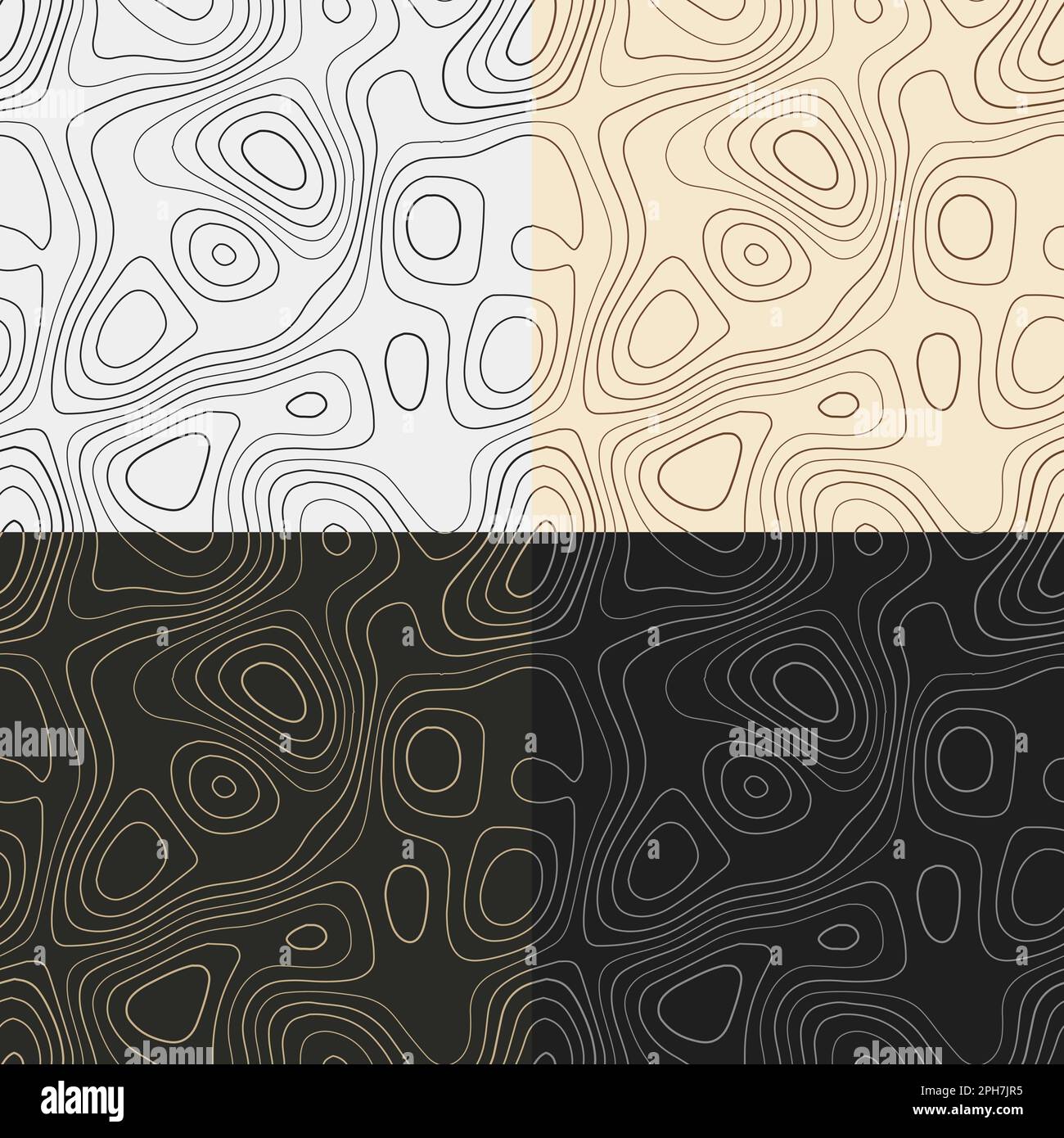 Topography patterns. Seamless elevation map tiles. Captivating isoline ...