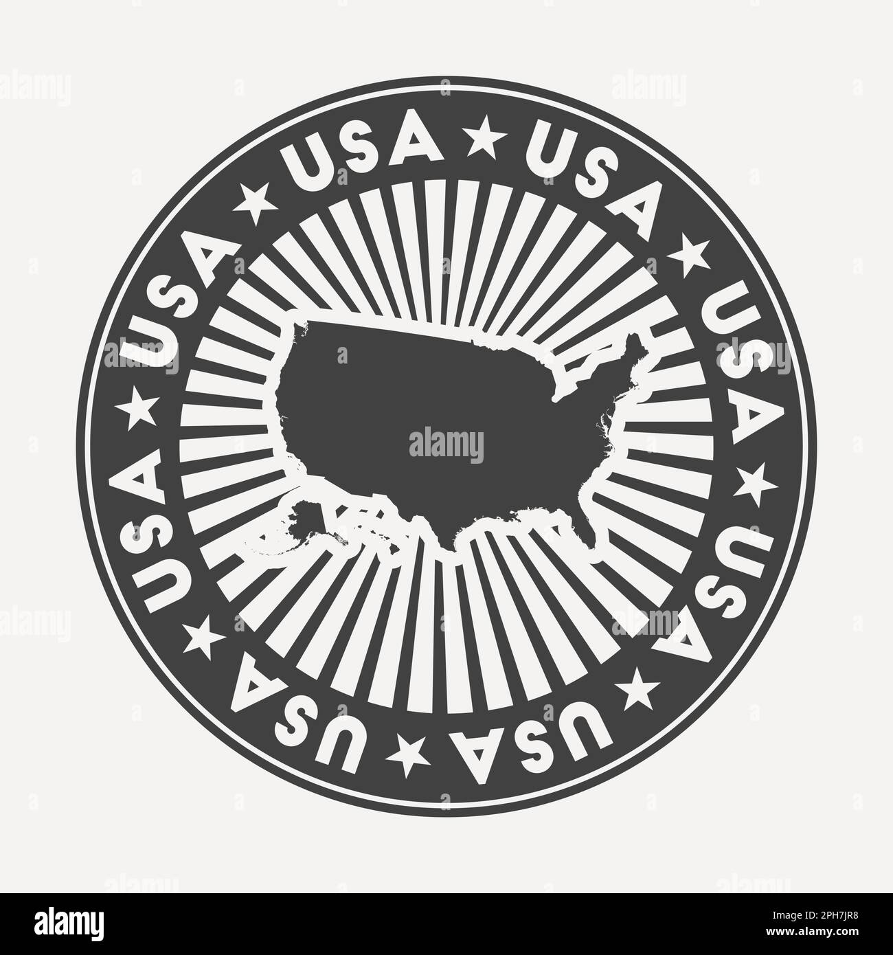 USA round logo. Vintage travel badge with the circular name and map of ...