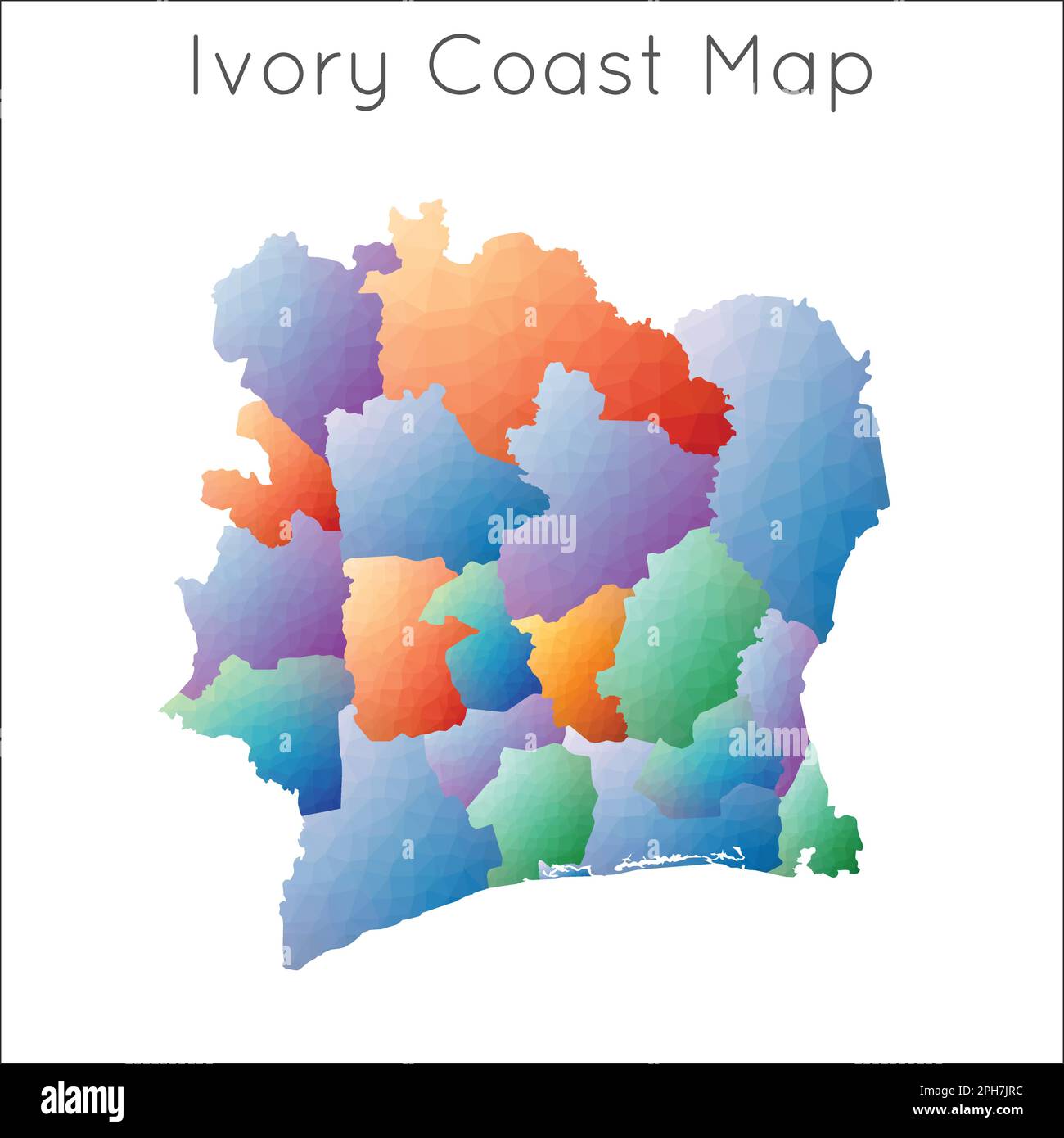 Low poly map of Ivory Coast. Ivory Coast geometric polygonal, mosaic ...