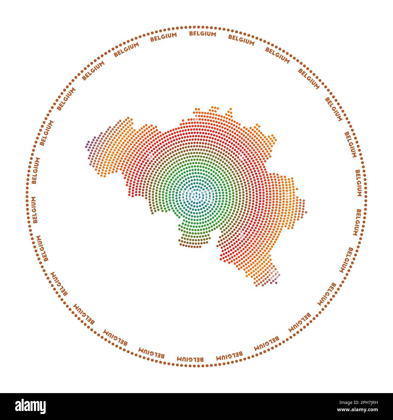 Belgium round logo. Digital style shape of Belgium in dotted circle ...