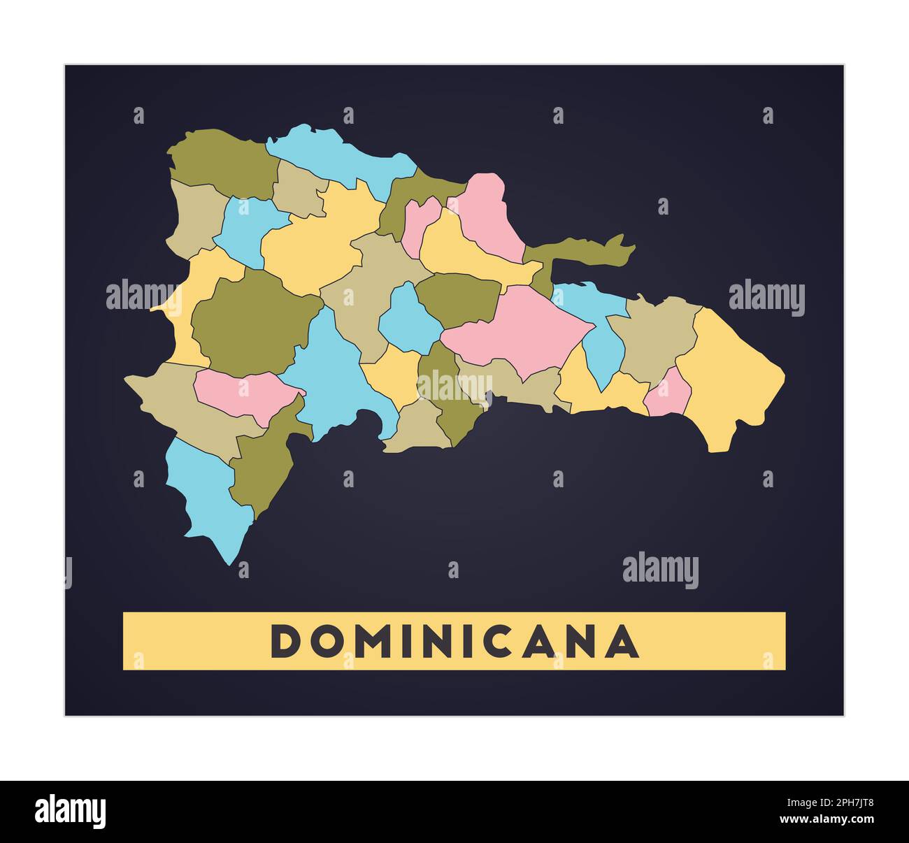 Dominicana map. Country poster with regions. Shape of Dominicana with ...