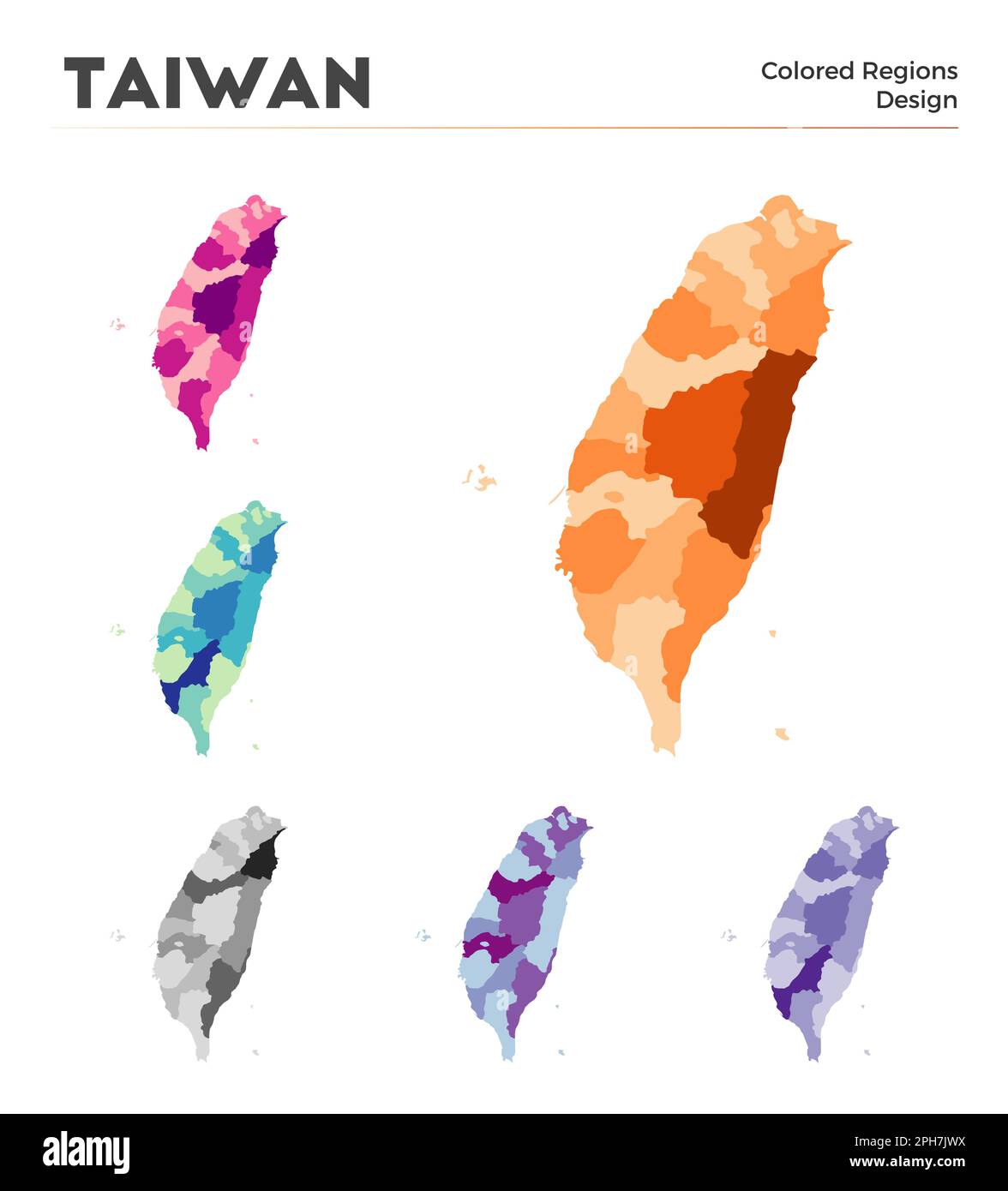 Taiwan map collection. Borders of Taiwan for your infographic. Colored ...
