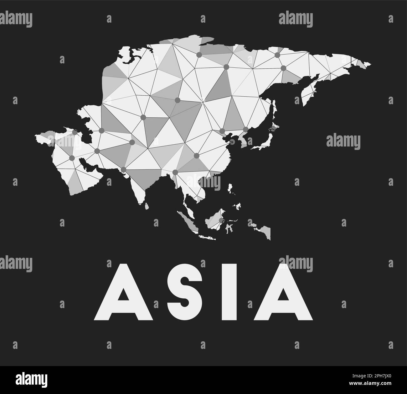 Asia - communication network map of continent. Asia trendy geometric ...