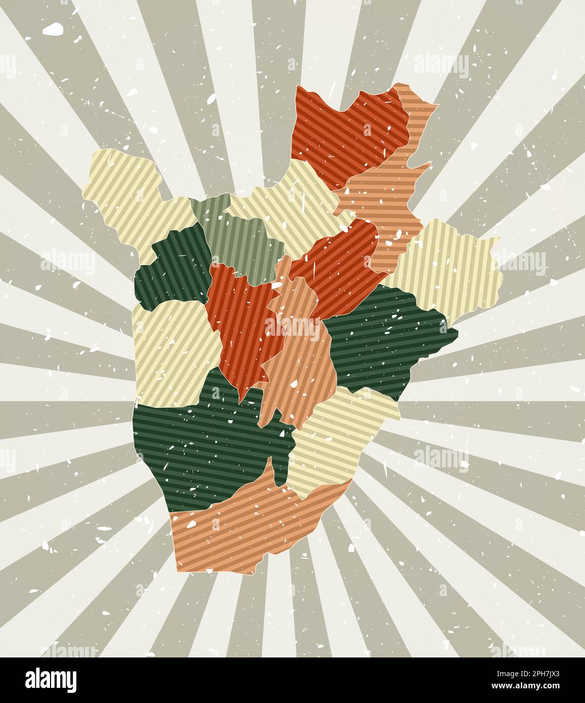 Burundi vintage map. Grunge poster with map of the country in retro ...