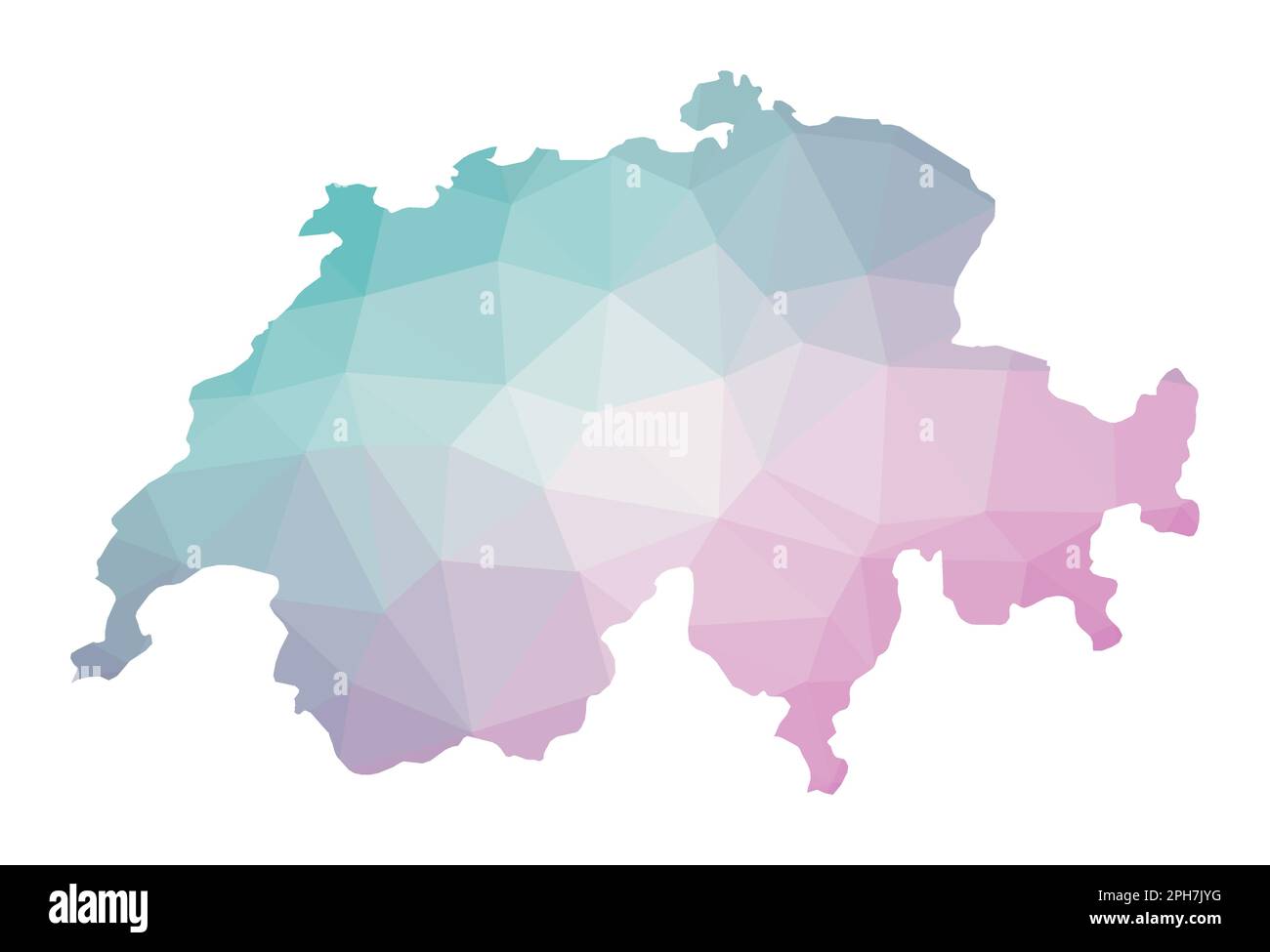 Polygonal map of Switzerland. Geometric illustration of the country in ...