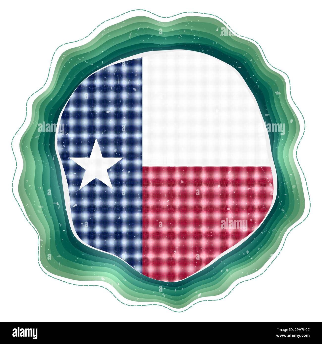 Texas flag in frame. Badge of the US state. Layered circular sign around Texas flag. Elegant ...