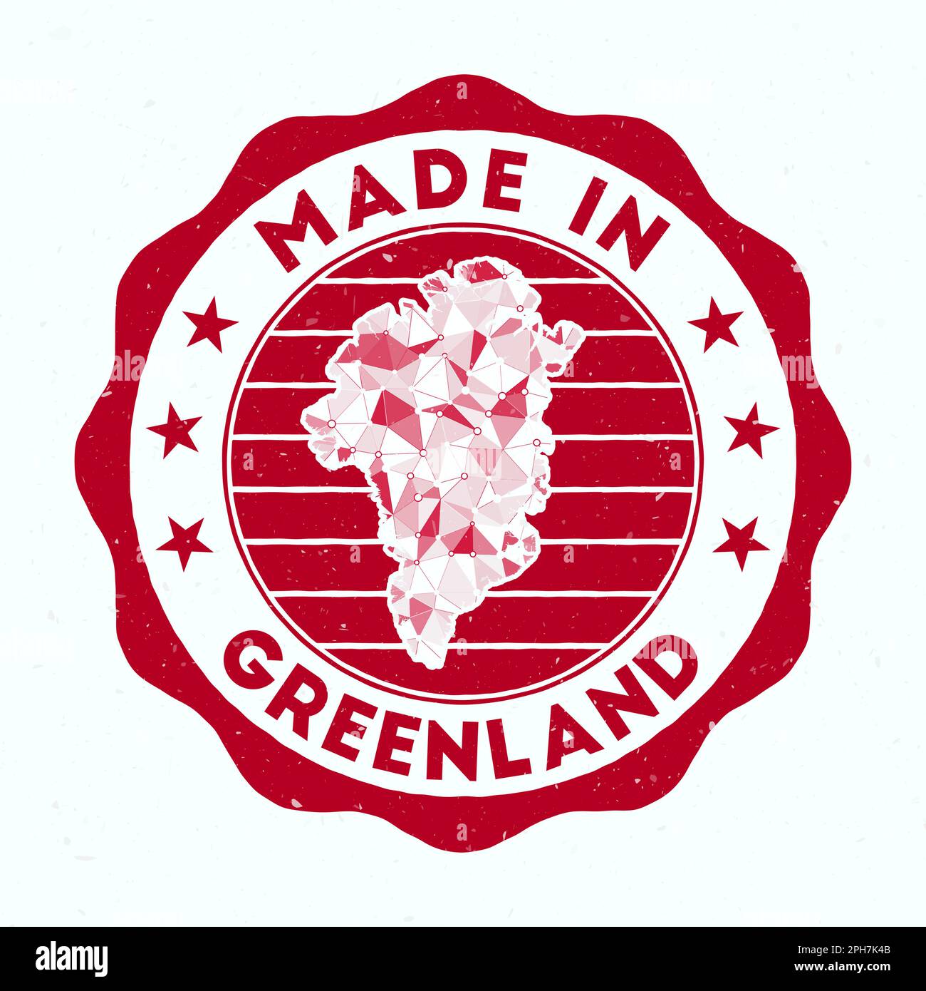 Made in Greenland. Country round stamp. Seal of Greenland with border ...