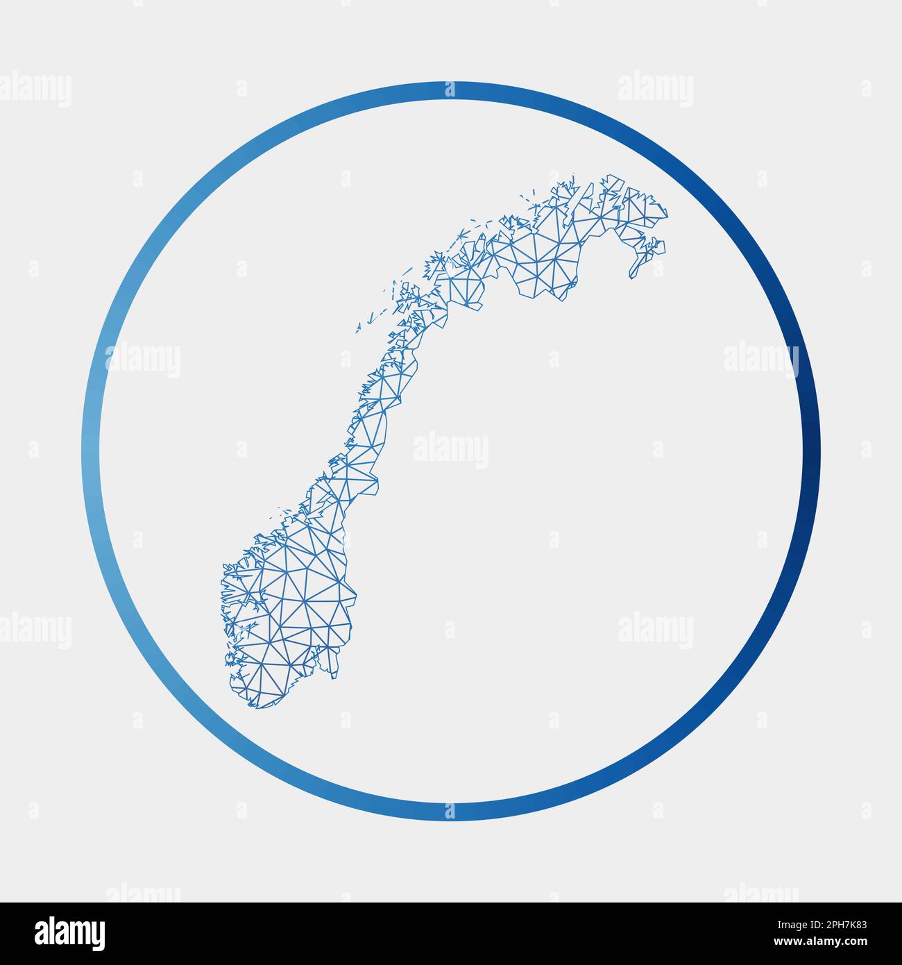 Norway icon. Network map of the country. Round Norway sign with ...