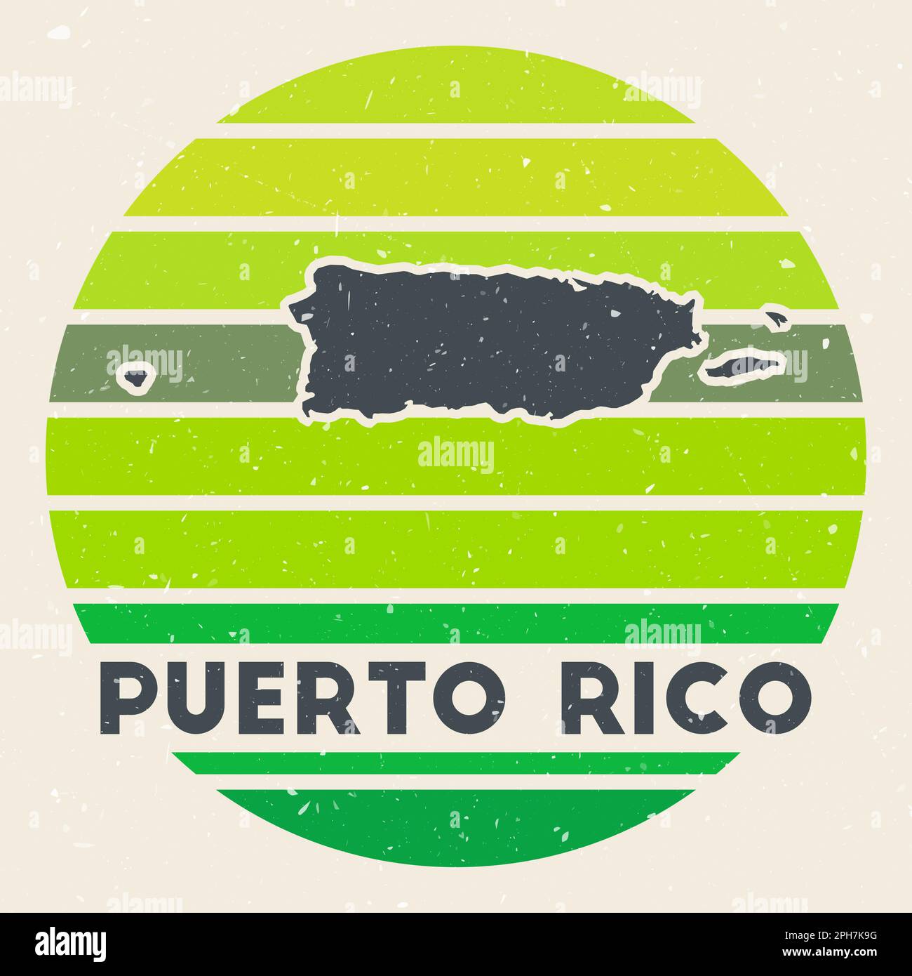 Puerto Rico logo. Sign with the map of the country and colored stripes, vector illustration ...