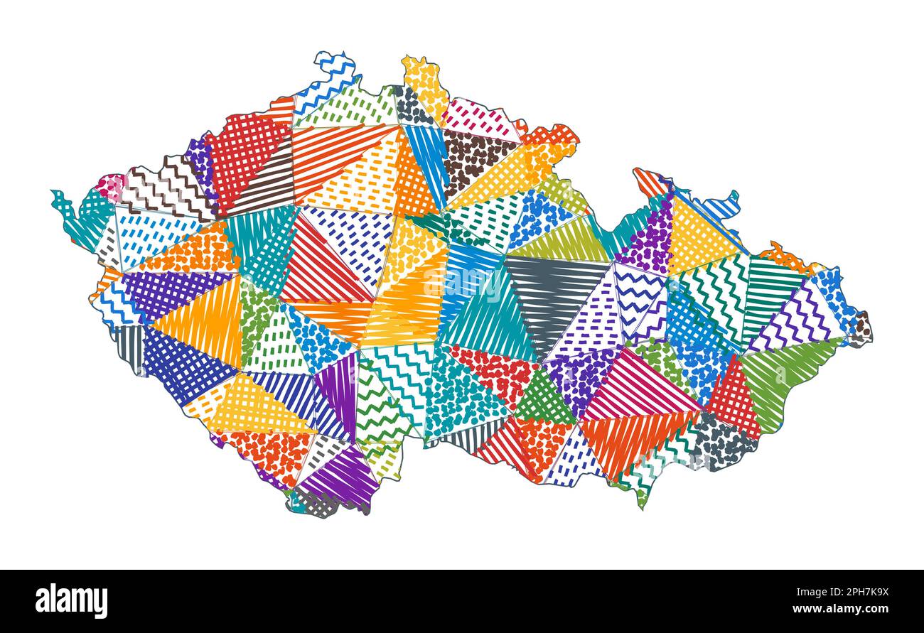 Kid style map of Czech Republic. Hand drawn polygons in the shape of ...