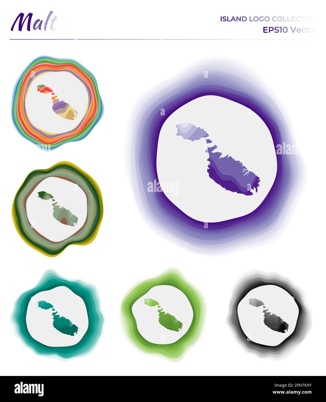 Malta logo collection. Colorful badge of the island. Layers around ...