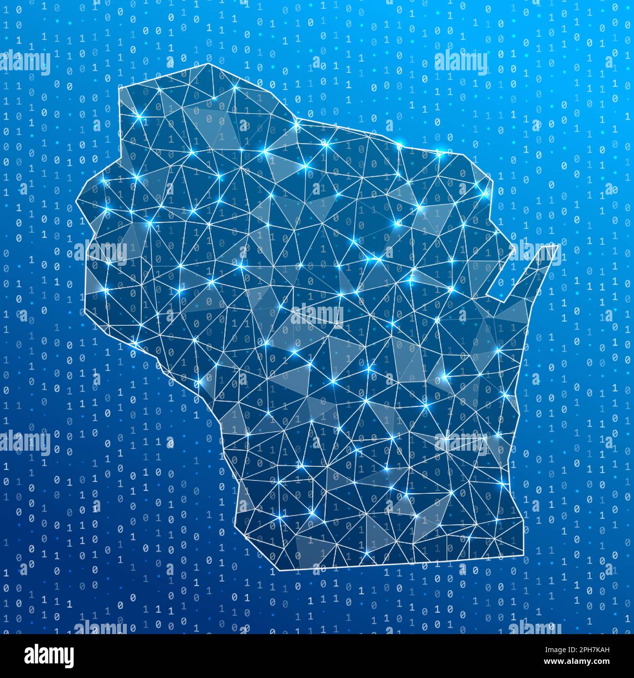 Network map of Wisconsin. US state digital connections map. Technology ...
