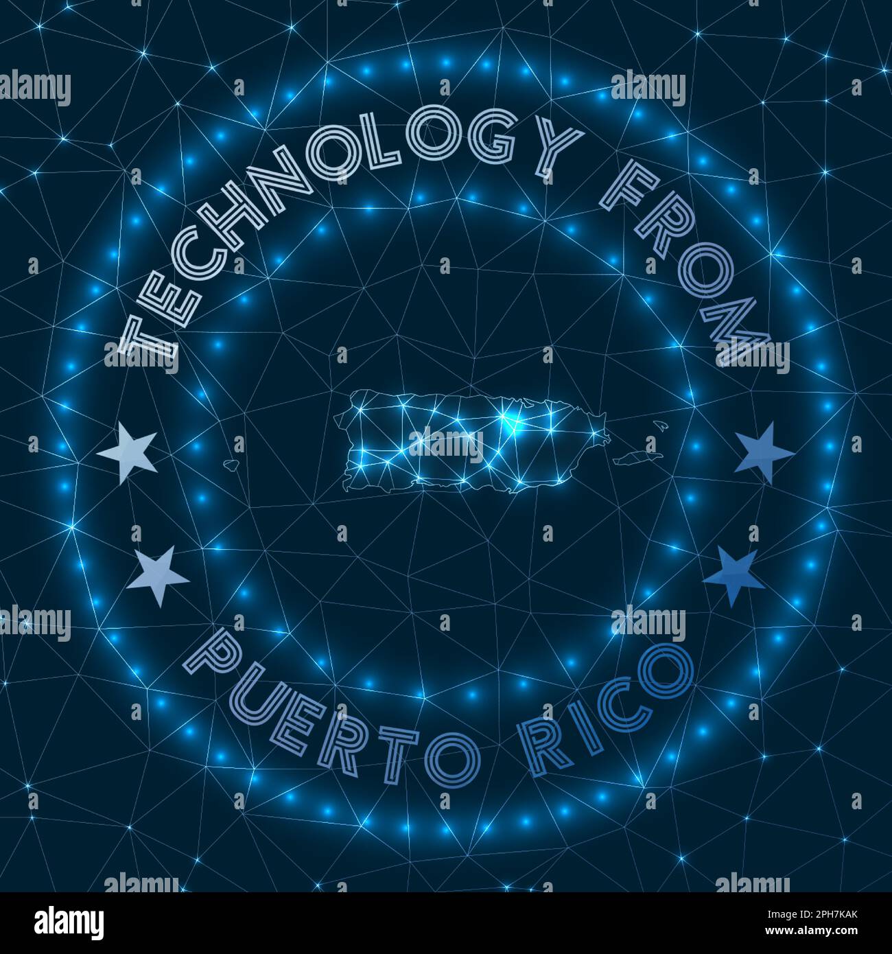 Technology From Puerto Rico. Futuristic geometric badge of the country ...