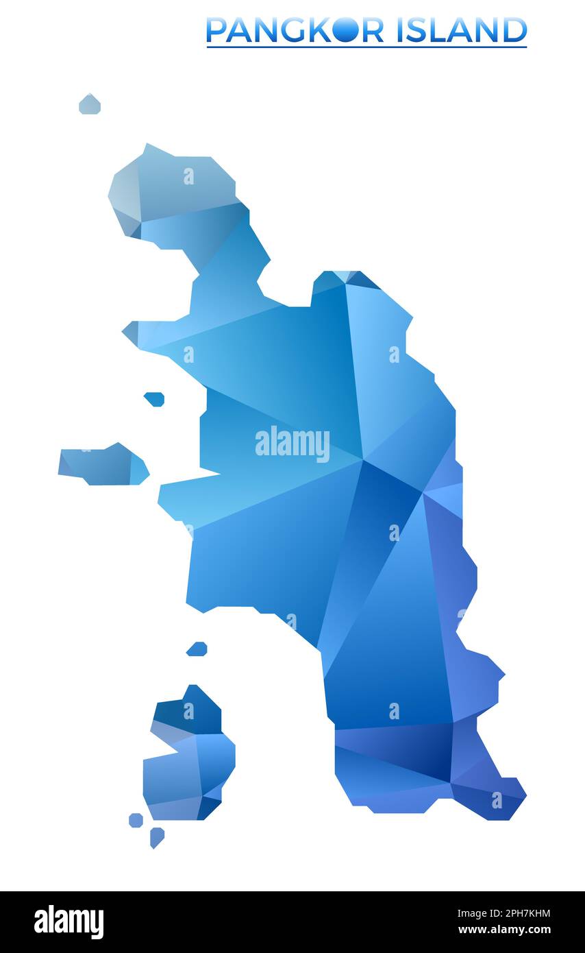 Vector polygonal Pangkor Island map. Vibrant geometric island in low poly style. Cool ...