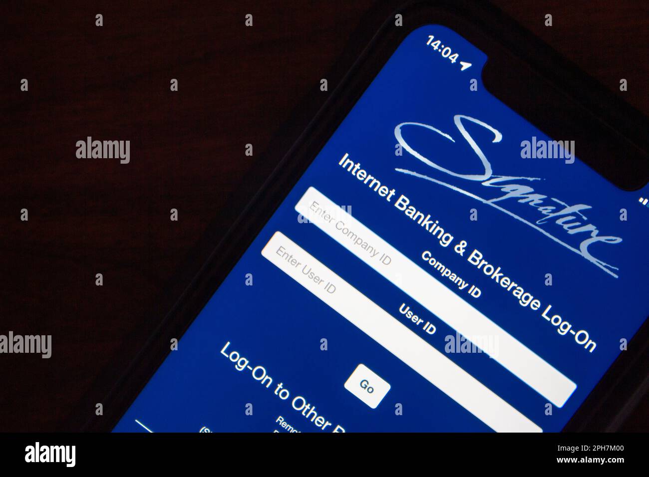Website of Signature Bank in an iPhone. Signature Bank was an US ...