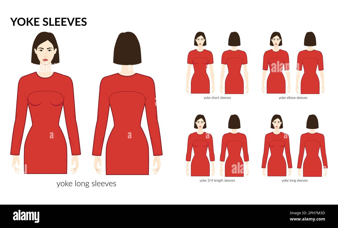 Set of Yoke sleeves clothes - long, short, 3-4, elbow length technical ...