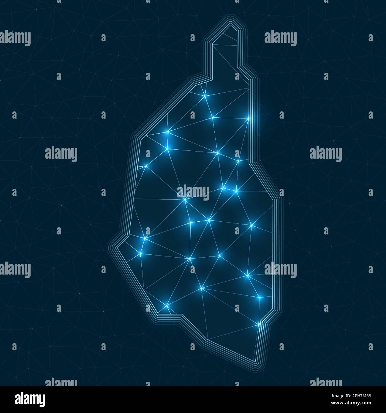 Kapas Island network map. Abstract geometric map of the island. Digital ...