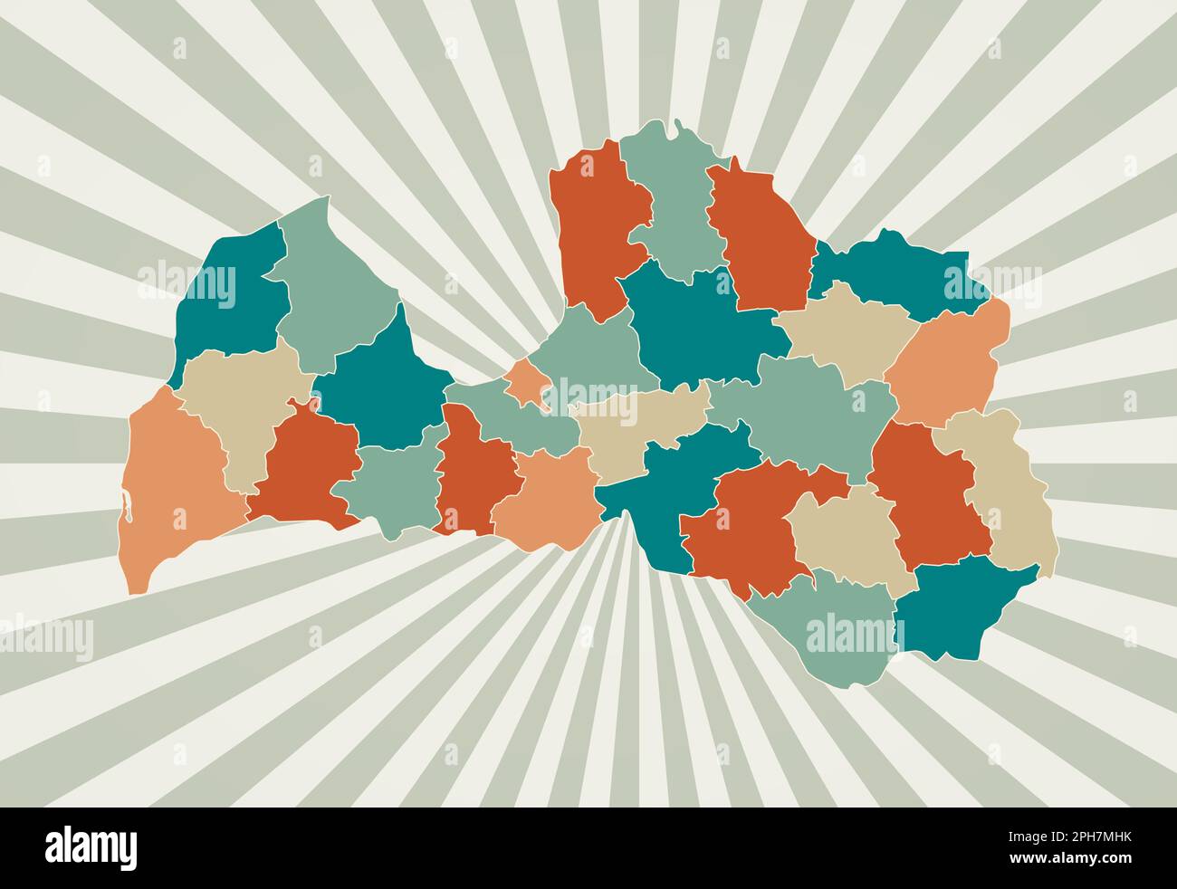 Latvia map. Poster with map of the country in retro color palette ...