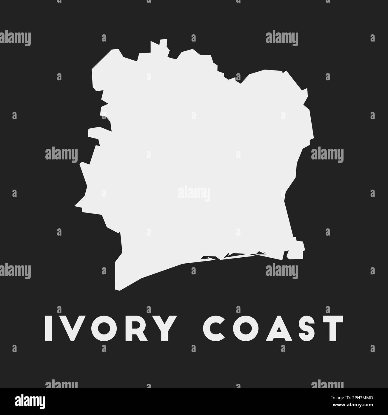 Ivory Coast icon. Country map on dark background. Stylish Ivory Coast ...