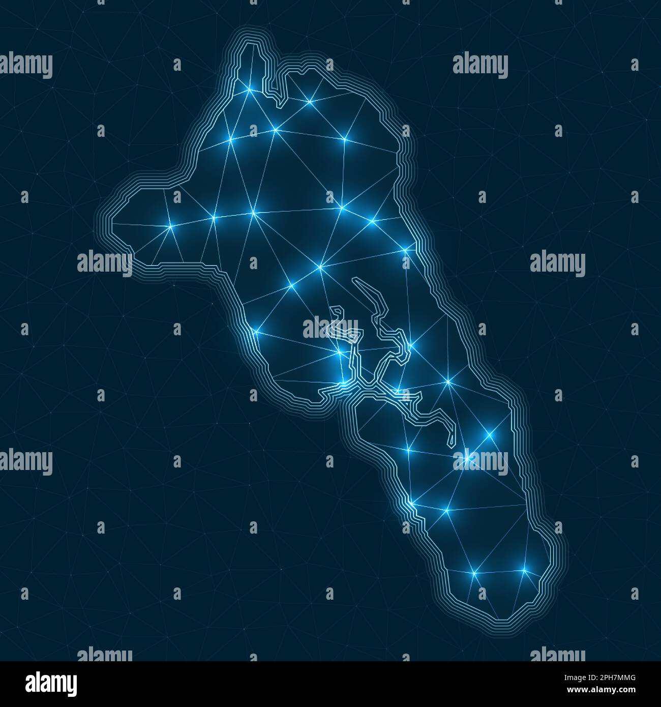 Havelock Island network map. Abstract geometric map of the island ...