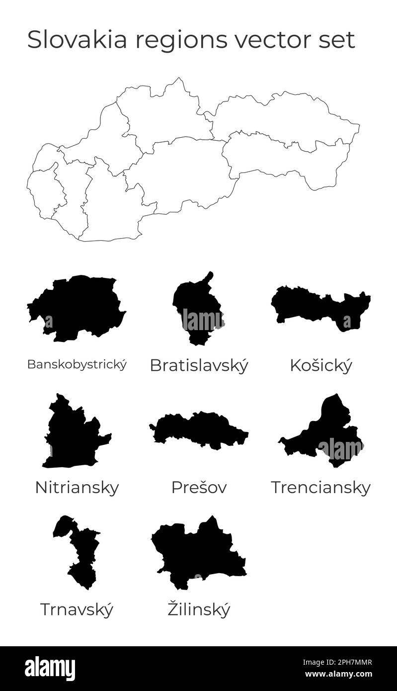 Slovakia map with shapes of regions. Blank vector map of the country ...