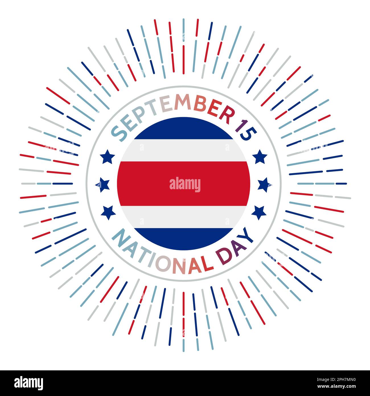 Costa Rica national day badge. Independence from Spain in 1821 ...