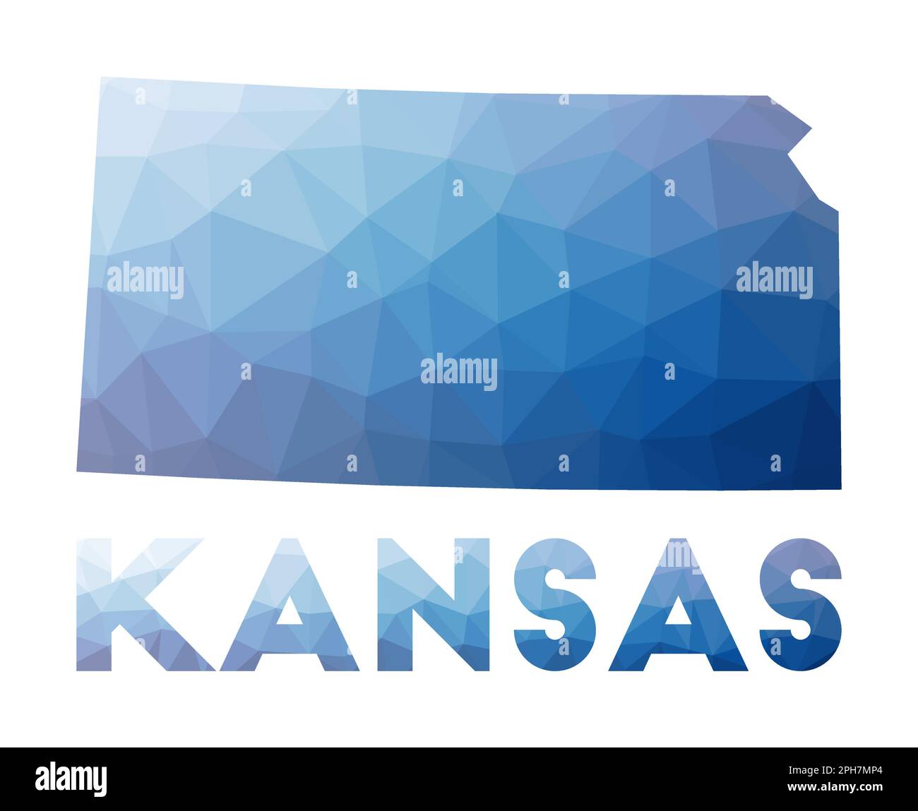 Low poly map of Kansas. Geometric illustration of the US state. Kansas ...