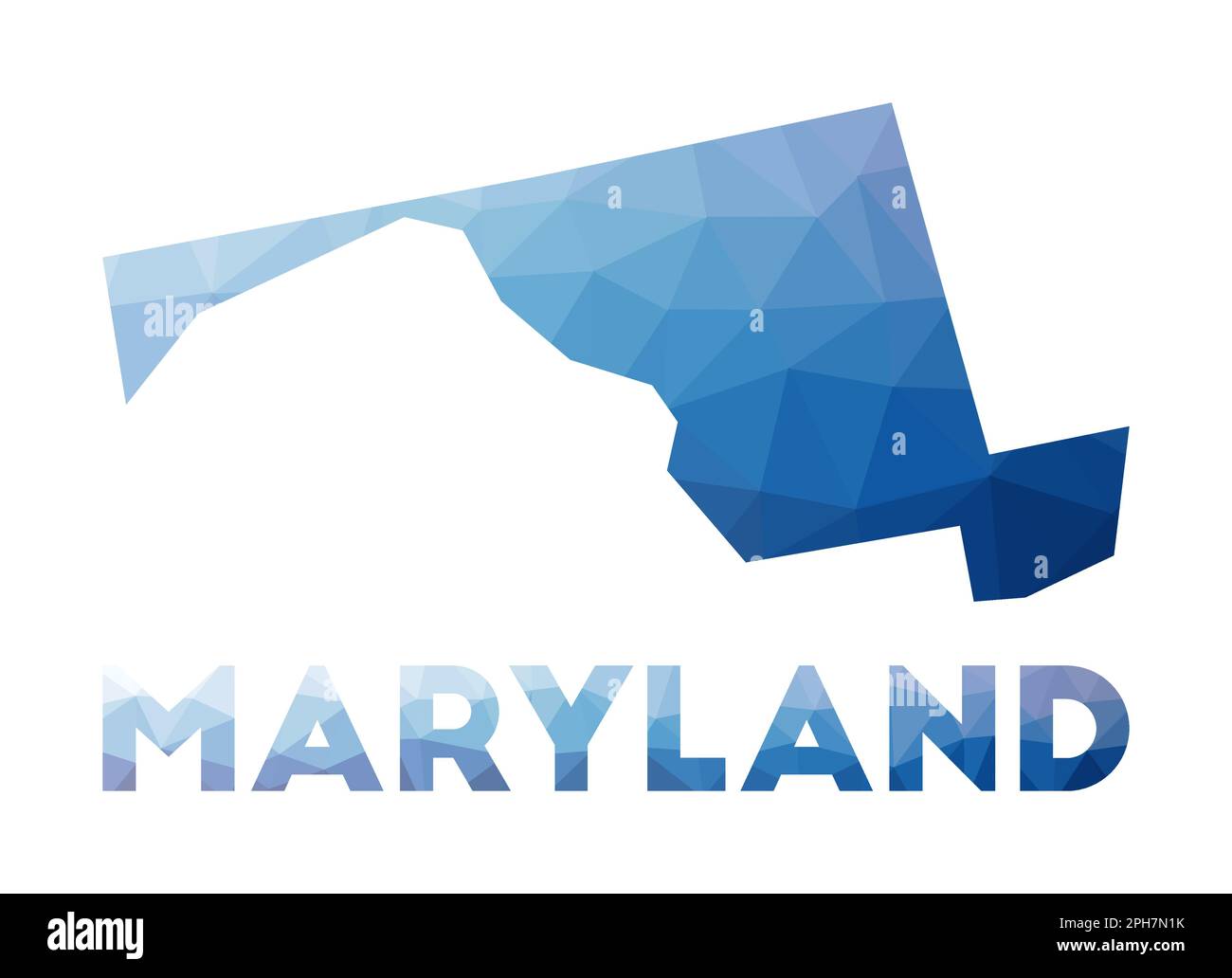 Low poly map of Maryland. Geometric illustration of the US state ...
