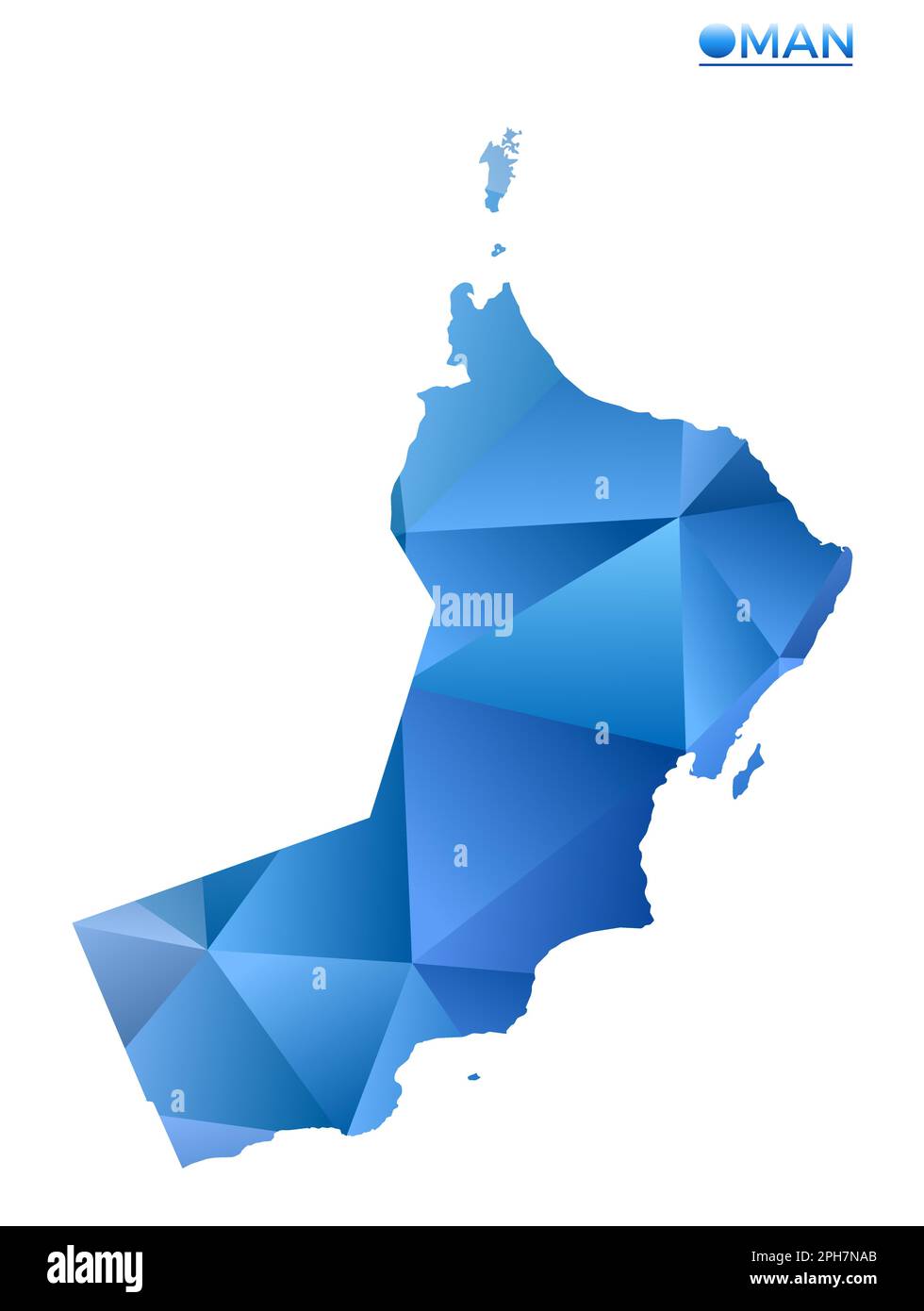 Vector polygonal Oman map. Vibrant geometric country in low poly style. Neat illustration for ...