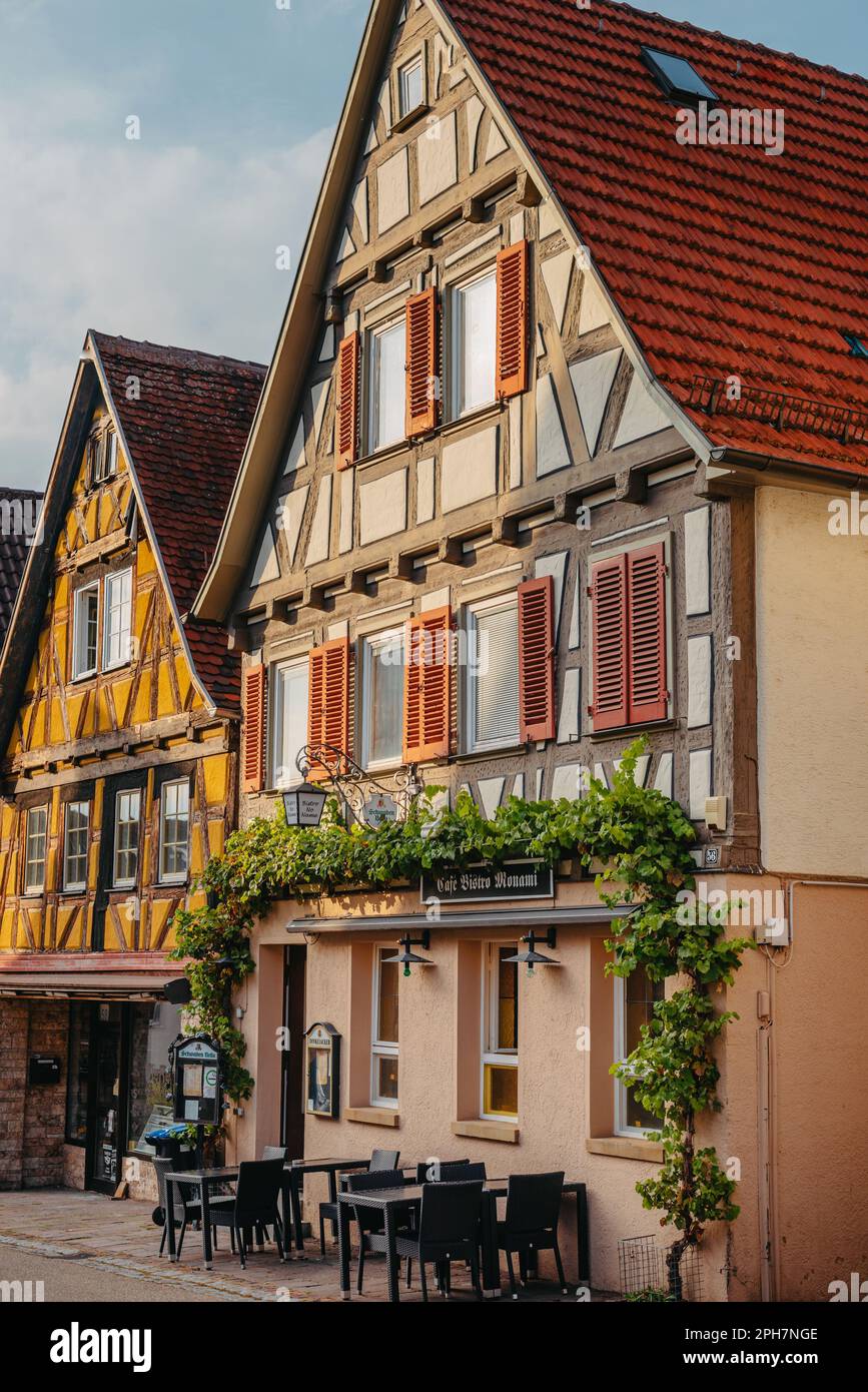 The Old Fachwerk houses in Germany. Scenic view of ancient medieval ...