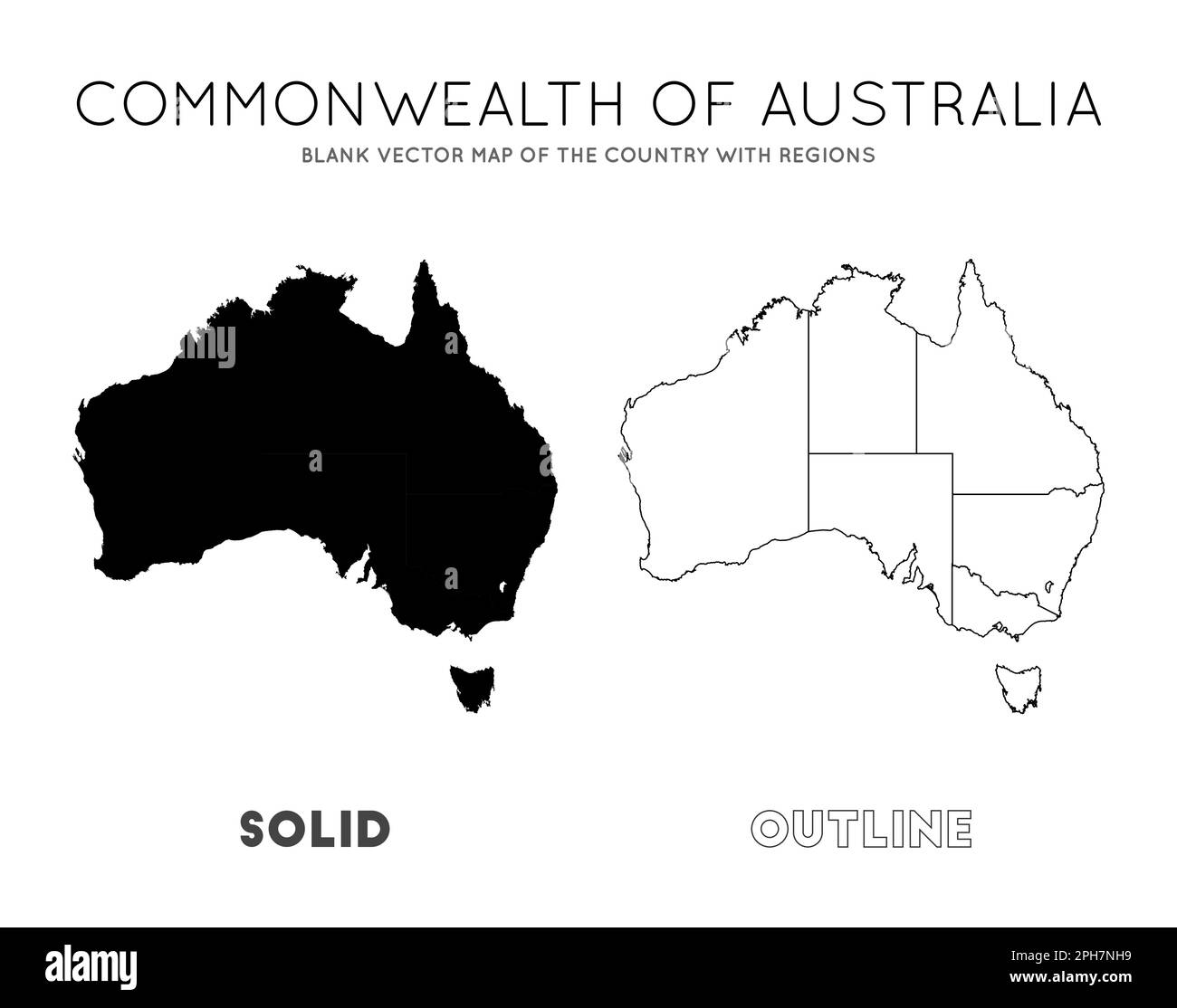 Australia map. Blank vector map of the country with regions. Borders of ...