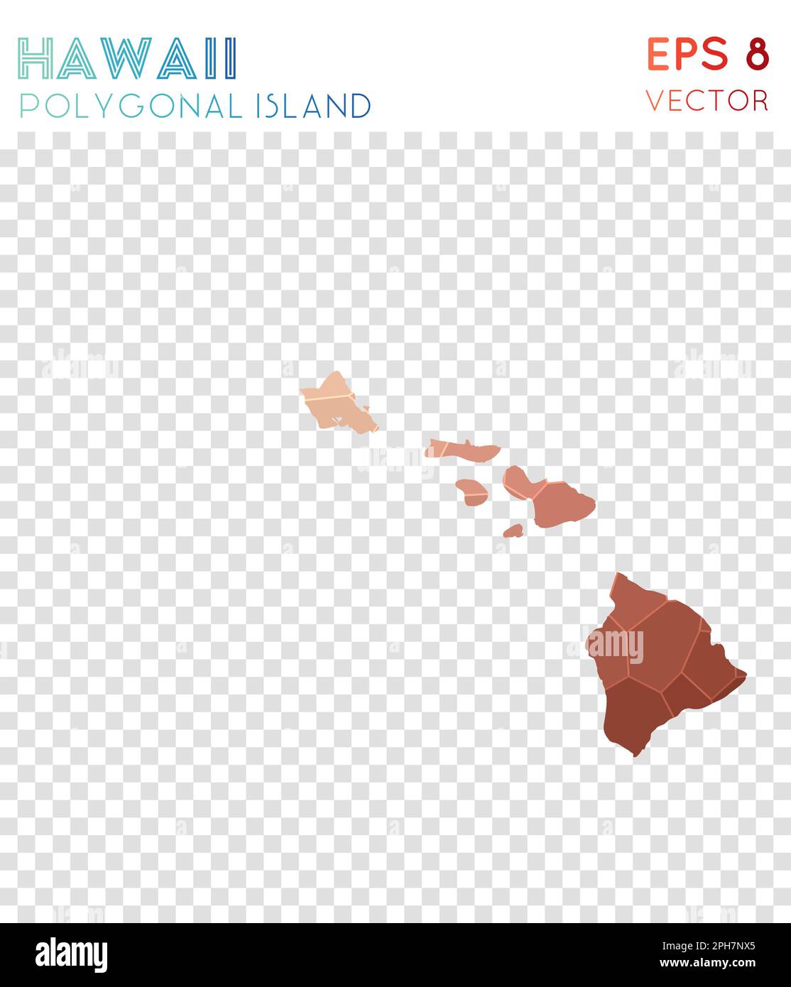 Hawaii polygonal map, mosaic style island. Resplendent low poly style ...