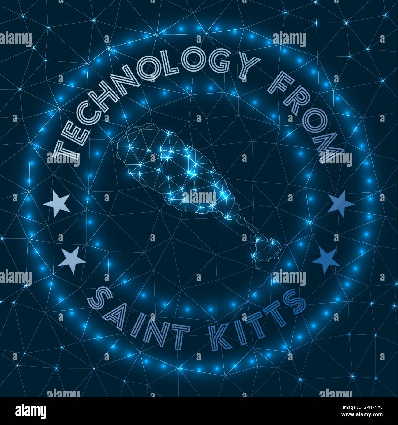 Technology From Saint Kitts. Futuristic geometric badge of the island ...