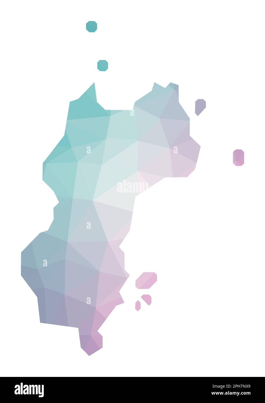 Polygonal map of Mustique. Geometric illustration of the island in ...