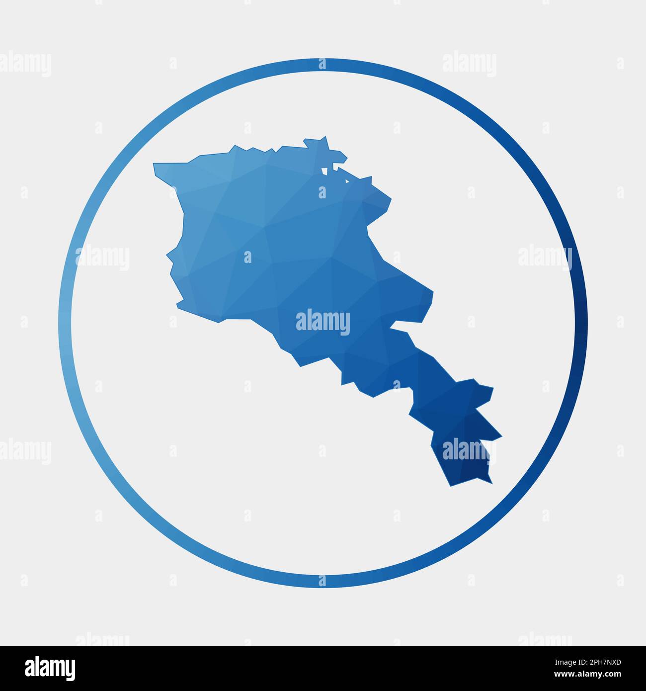 Armenia icon. Polygonal map of the country in gradient ring. Round low ...