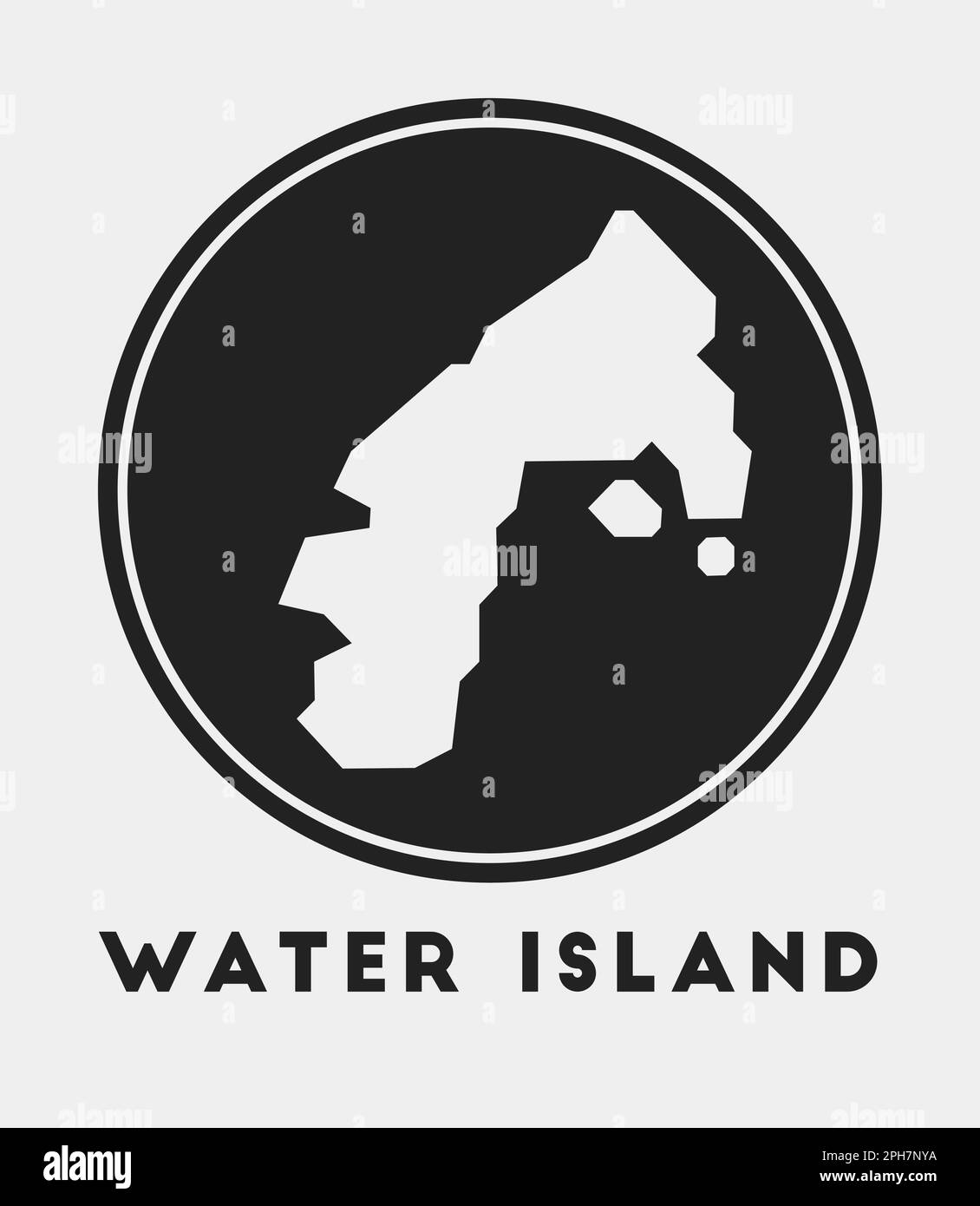 Water Island icon. Round logo with map and title. Stylish Water Island ...