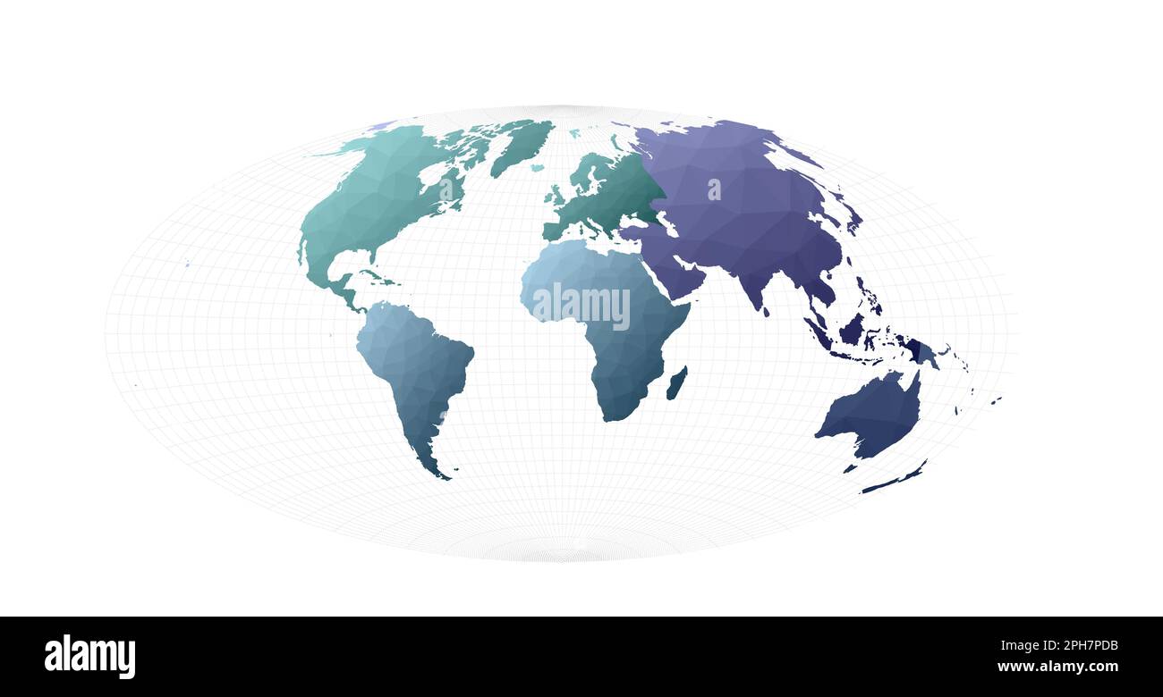 World map illustration. Aitoff projection. Pleasant vector illustration ...