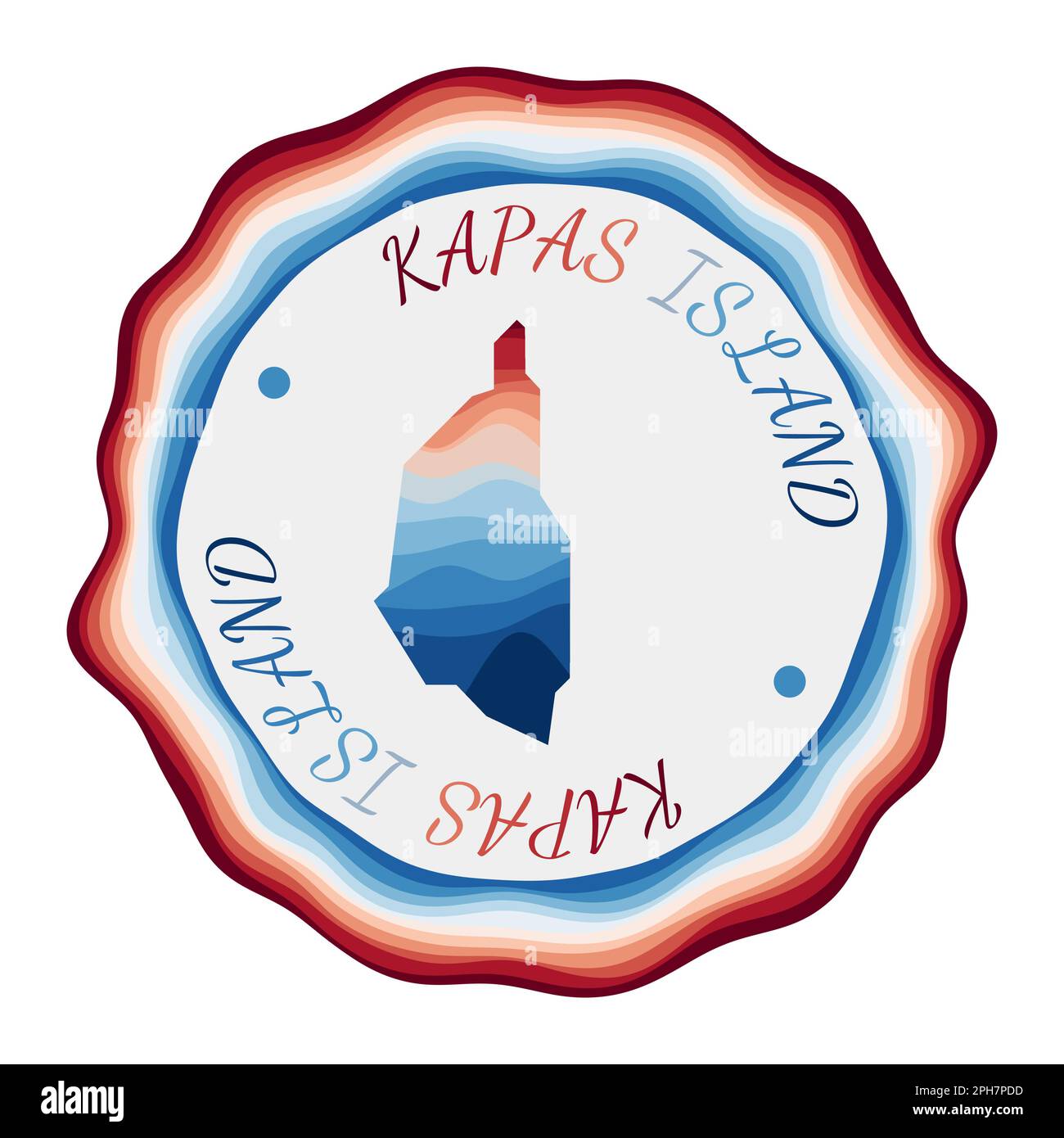 Kapas Island badge. Map of the island with beautiful geometric waves ...