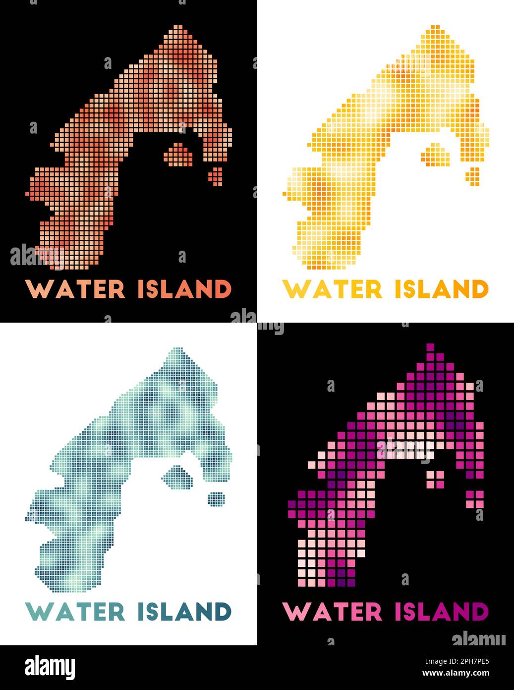 Water Island map. Collection of map of Water Island in dotted style ...