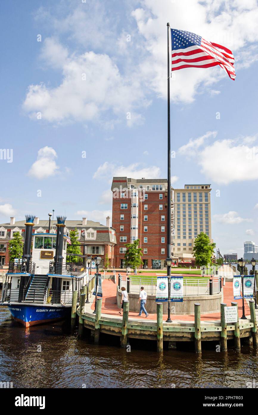 Virginia Portsmouth Elizabeth River waterfront,High Street Landing city ...