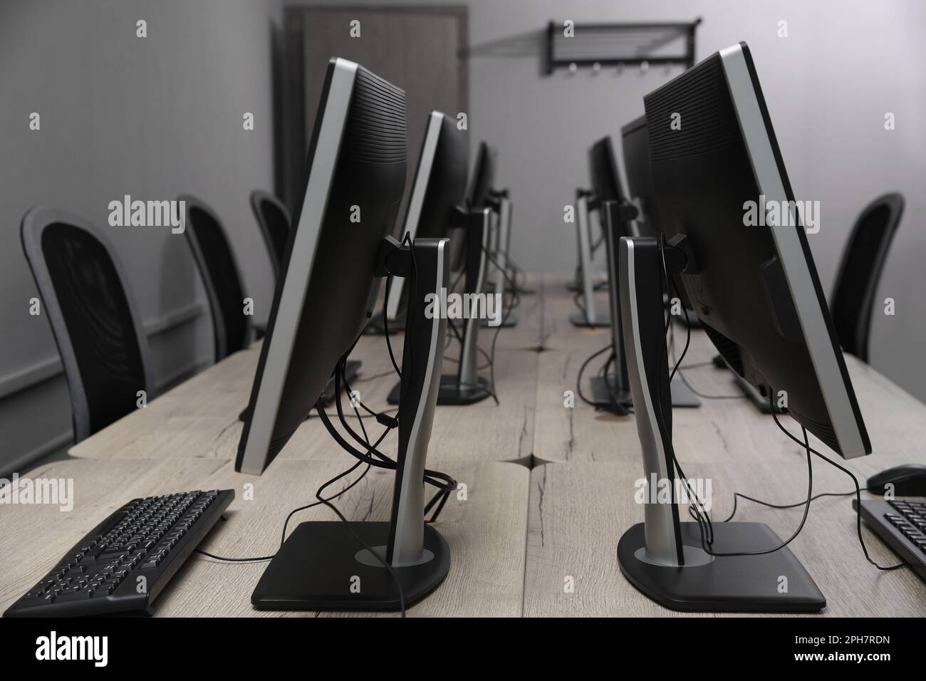 Many modern computers in open space office Stock Photo - Alamy