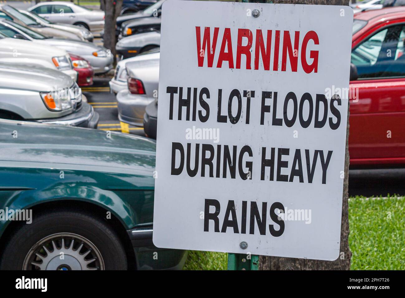 Miami Florida,The Falls,sign Warning This Lot Floods during heavy rains ...