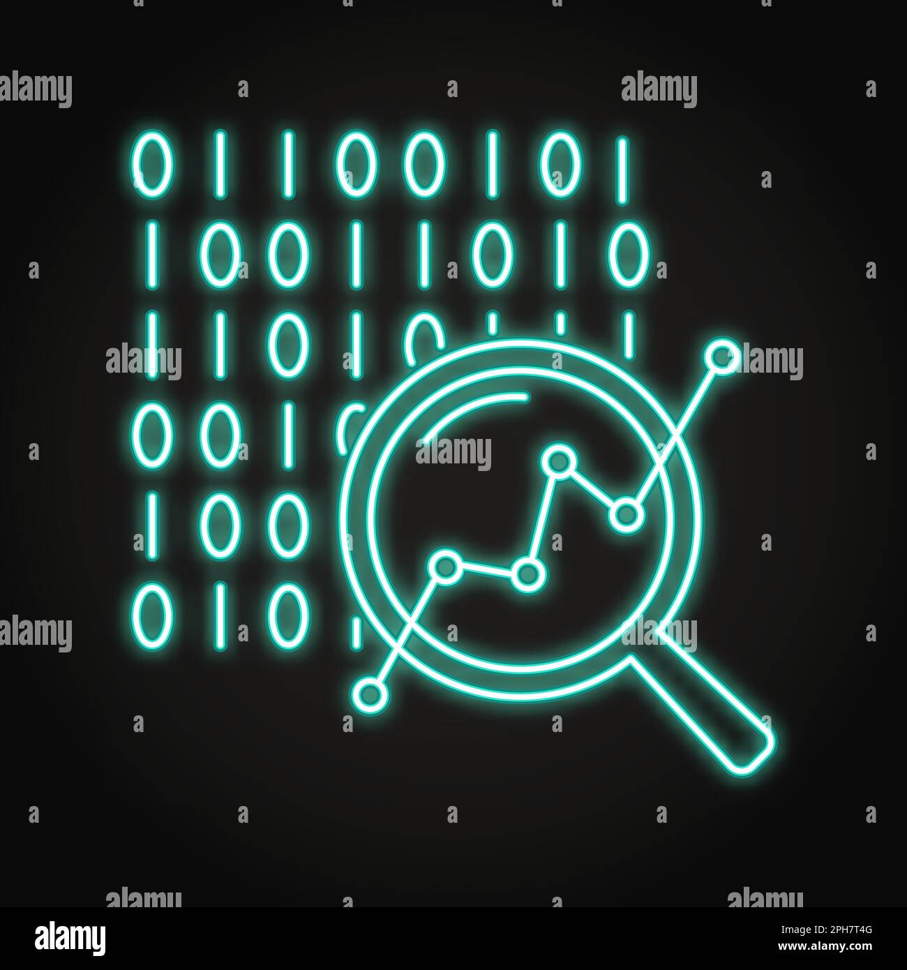 Data analysis neon icon in line style. Analyzing big data with ...