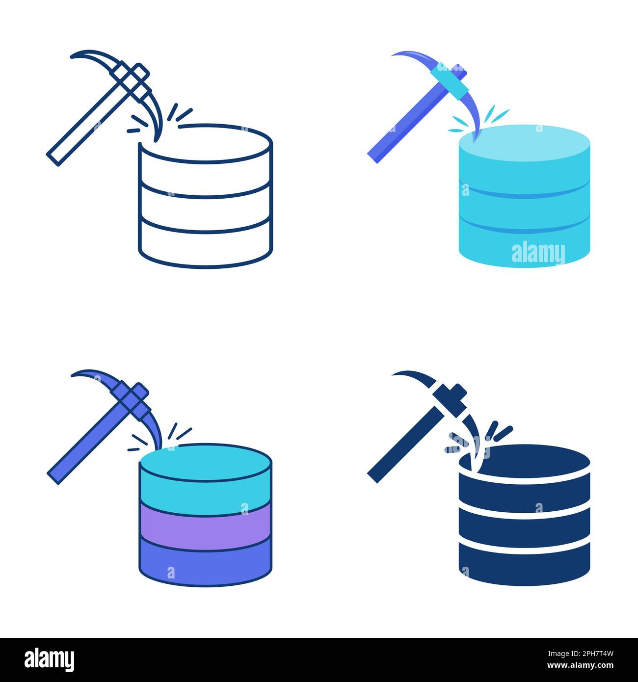 Data Mining Icon Set In Flat And Line Style Data Collecting Analysis