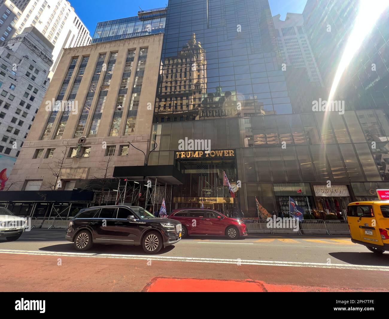 New York City, United States. 26th March, 2023.Trump for 2024 flags are ...