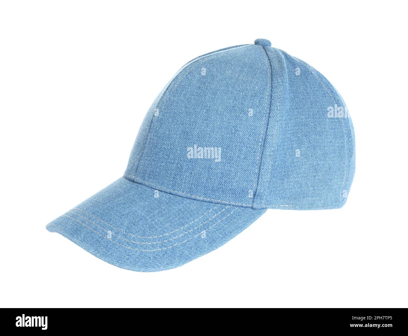 Stylish light blue baseball cap on white background Stock Photo - Alamy
